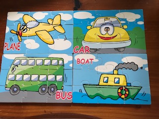 4 in 1 Wooden Jigsaw Puzzle - Vehicle Series